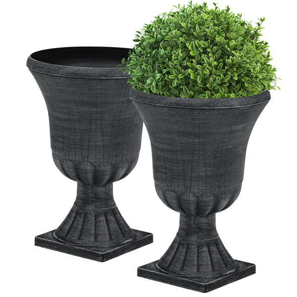 Winston Porter 21.75" Urn Planters for Outdoor Plants, Large Flower Pots, Weather Resistant ...